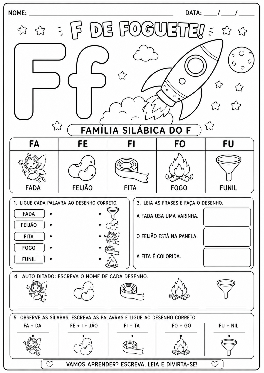 Atividades com a letra F - 1º ano